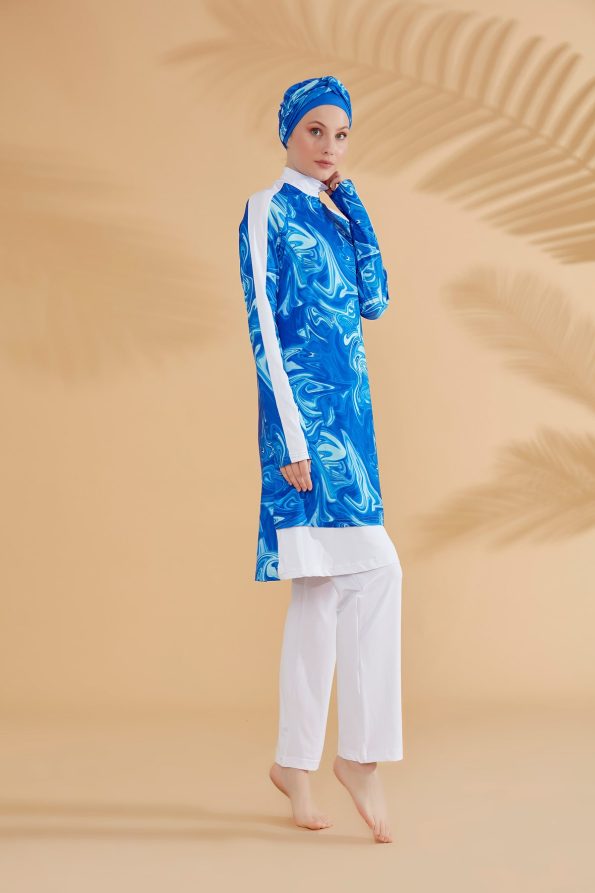 Blue Vibrant Full Burkini Swimwear | BAE - Before Anything Else